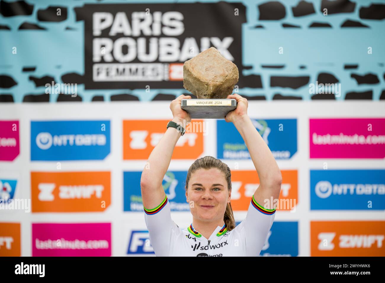 Roubaix, France. 06th Apr, 2024. Belgian Lotte Kopecky of SD Worx ...