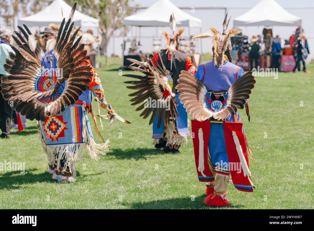Malibu, California. April 6, 2024. Powwow. Native American men in Full ...