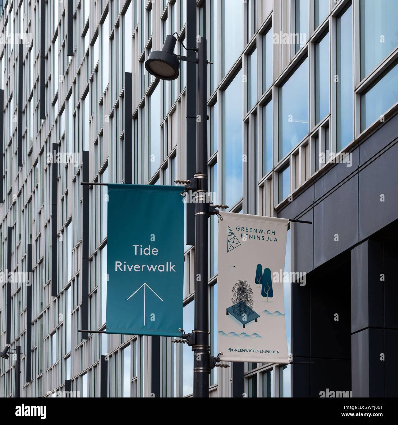 LONDON, UK - APRIL 02, 2024: Signs for The Riverwalk and Greenwich ...