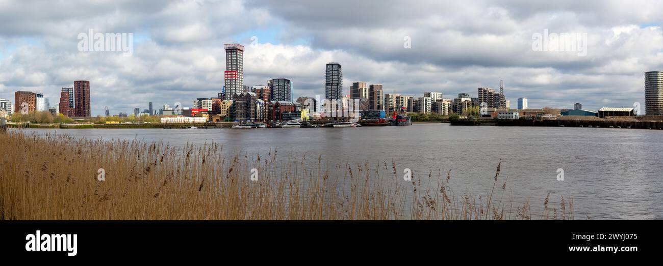 LONDON, UK - APRIL 02, 2024: Panorama view across the River Thames from ...