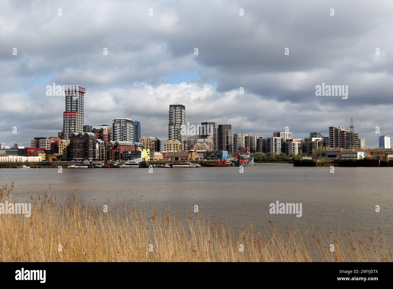 LONDON, UK - APRIL 02, 2024: View across the River Thames from North ...