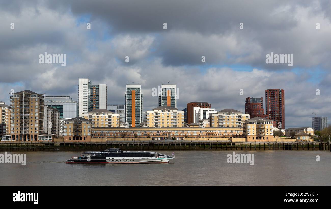 LONDON, UK - APRIL 02, 2024: View across the River Thames from North ...