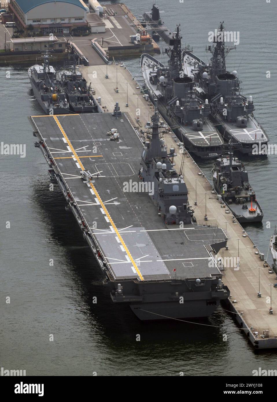An aerial photo shows DDH-184 Kaga, the Izumo class of the Japan ...