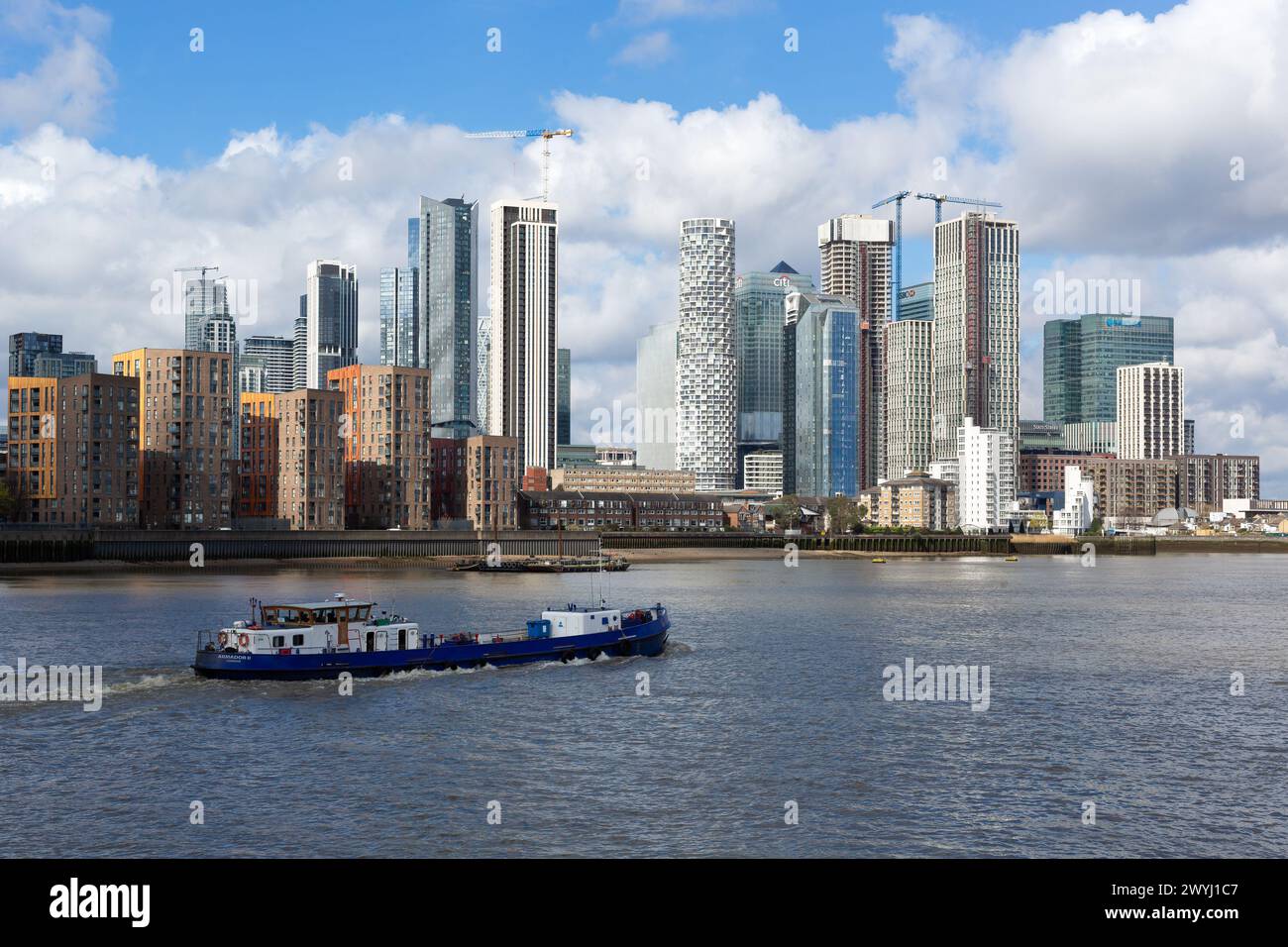 LONDON, UK - APRIL 02, 2024: View across the River Thames from ...