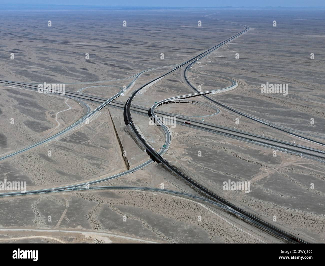 An aerial photo is showing the transition point at the Wutong Daquan ...