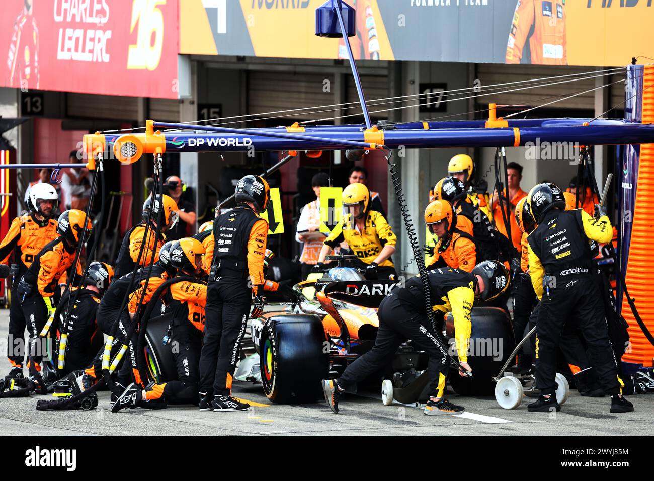 Suzuka, Japan. 07th Apr, 2024. Oscar Piastri (AUS) McLaren MCL38 makes ...