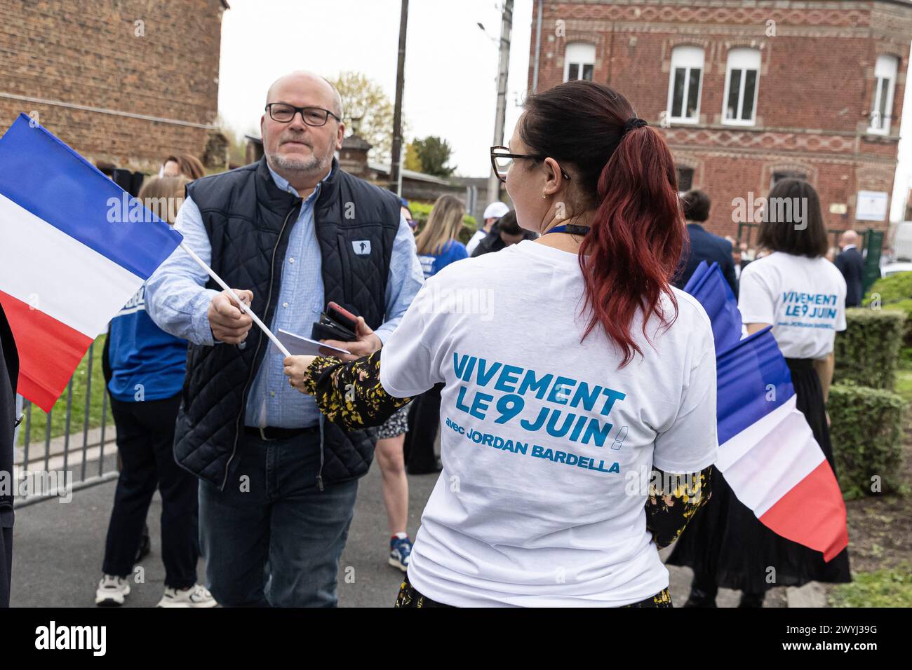 Lecluse, France. 06th Apr, 2024. Ambiance during French far-right ...