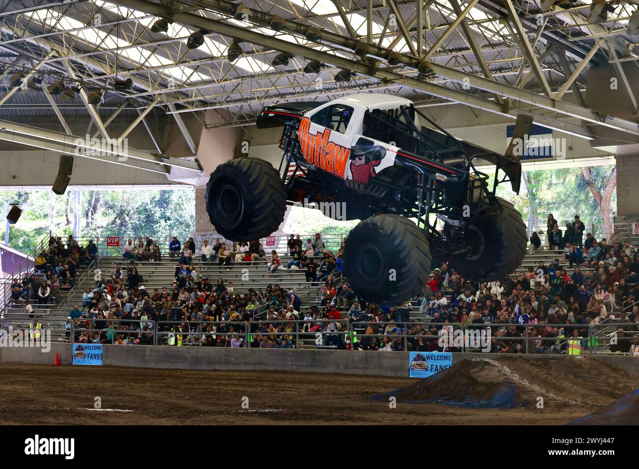 Los Angeles, USA. 7th Apr, 2024. A monster truck performs during a ...