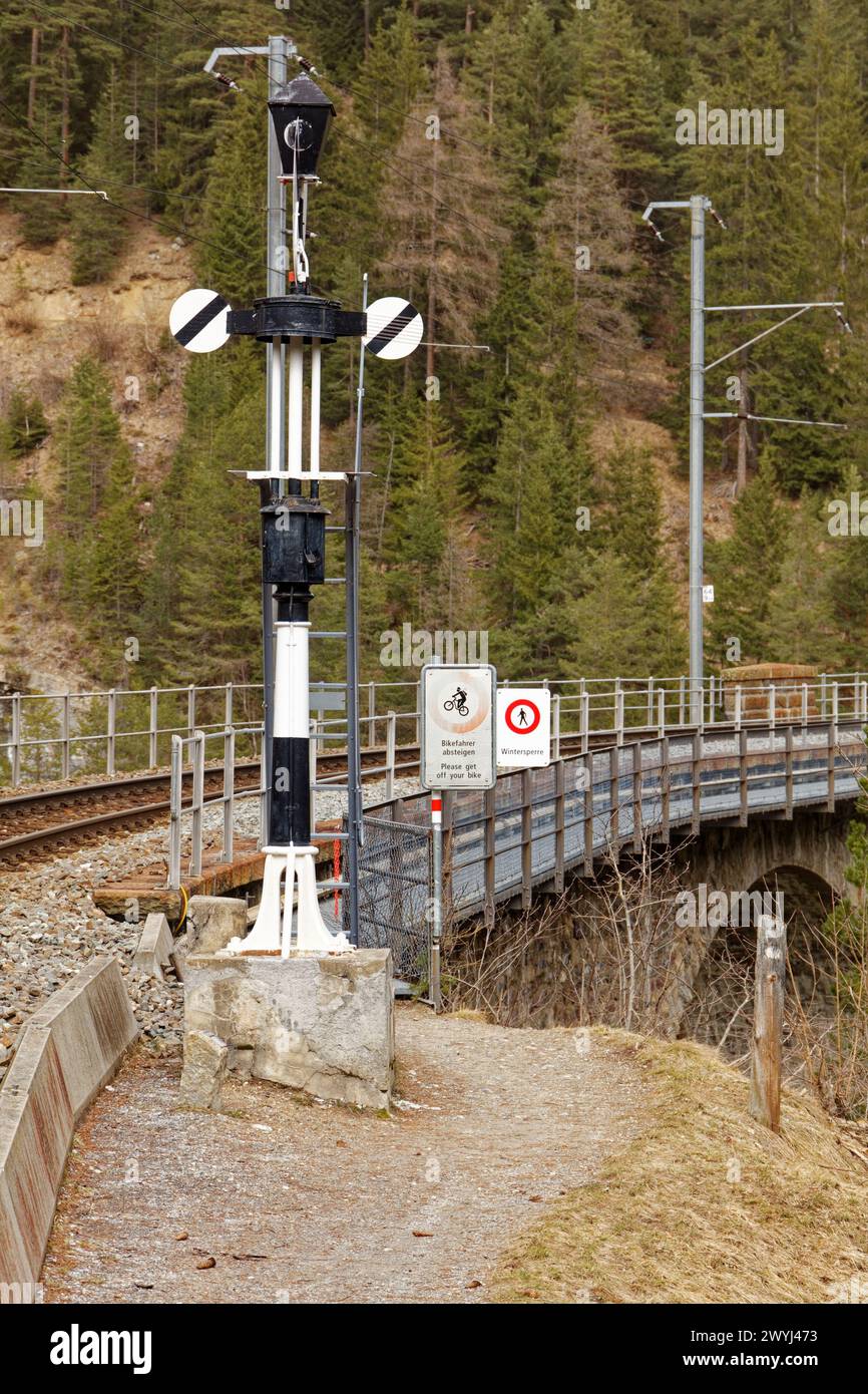 Warning signs before Wiesen Viaduct Stock Photo - Alamy