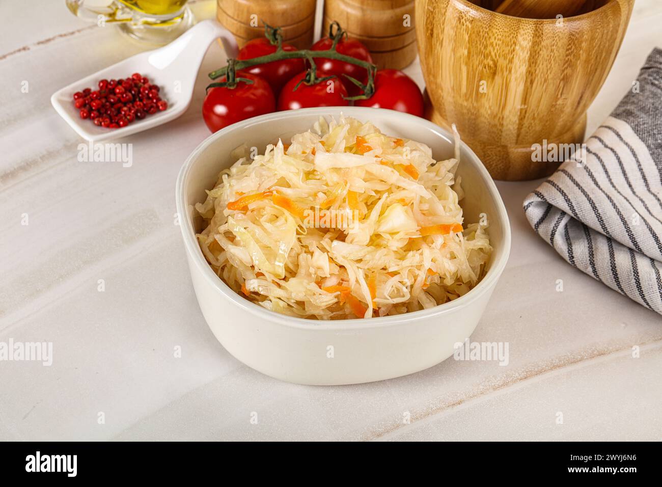 Homemade fermented cabbage with carrot Sauerkraut Stock Photo - Alamy
