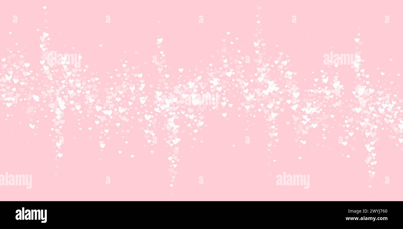 Falling hearts valentine card template. White hearts scattered on pink ...