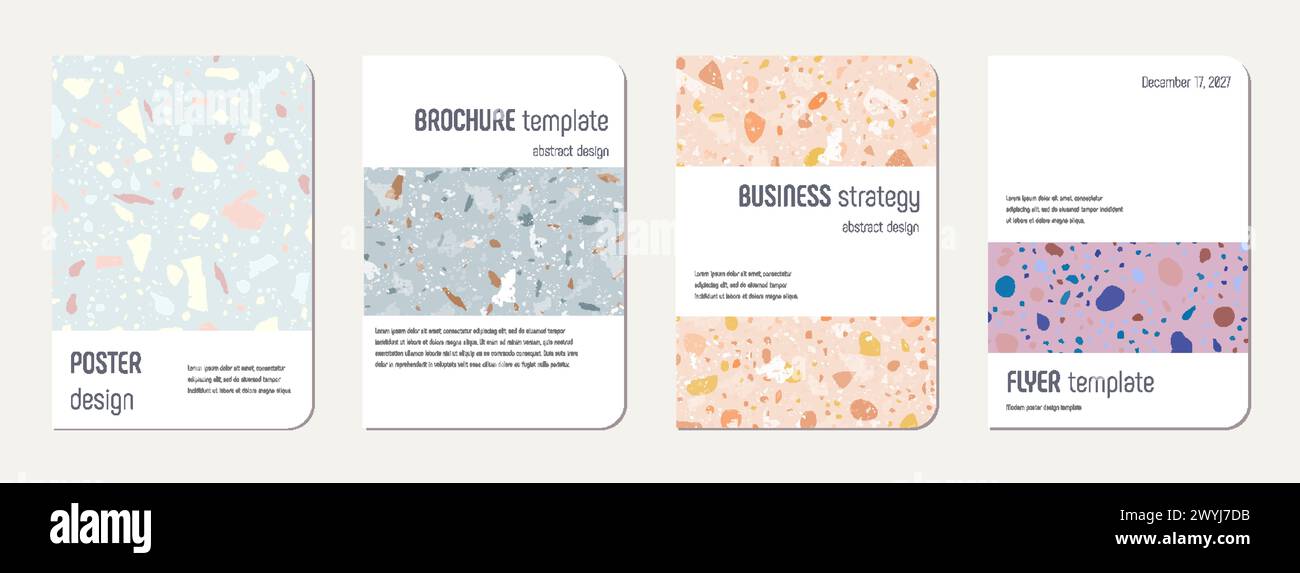 Notepad cover design. Terrazzo abstract background made of natural ...