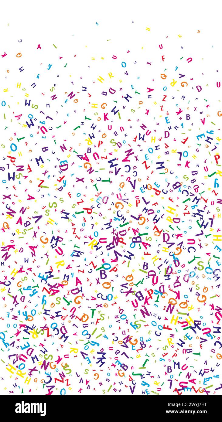 Concept of school background. Colorful childish falling letters of ...