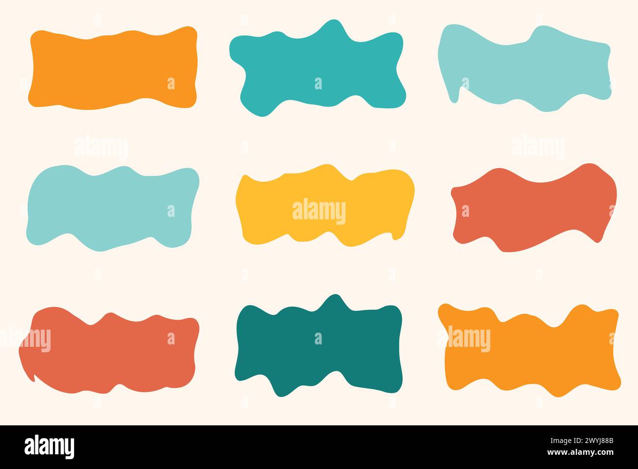 Abstract liquid shapes. Organic flat blobs. Irregular fluid bubbles ...