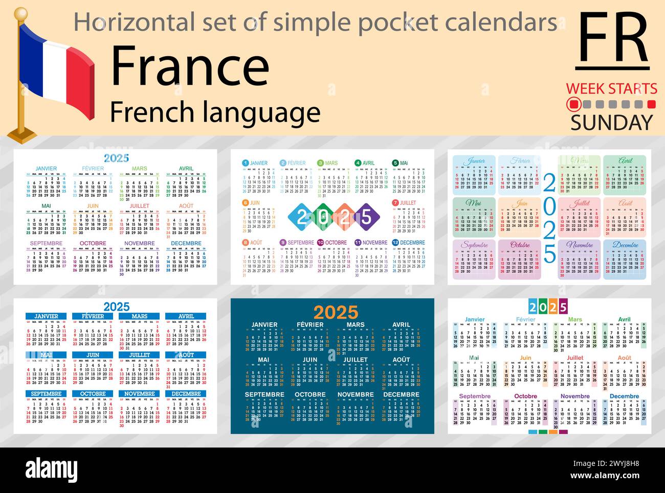 2025 french calendar Stock Vector Images - Alamy