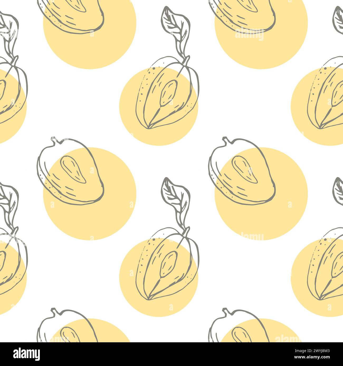 Seamless pattern with mango, tropical fruit background. Vector ...