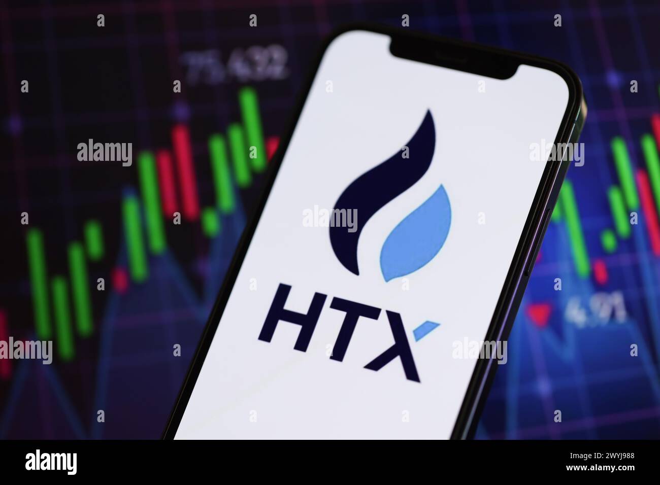 KYIV, UKRAINE - MARCH 15, 2024 HTX logo on iPhone display screen and ...