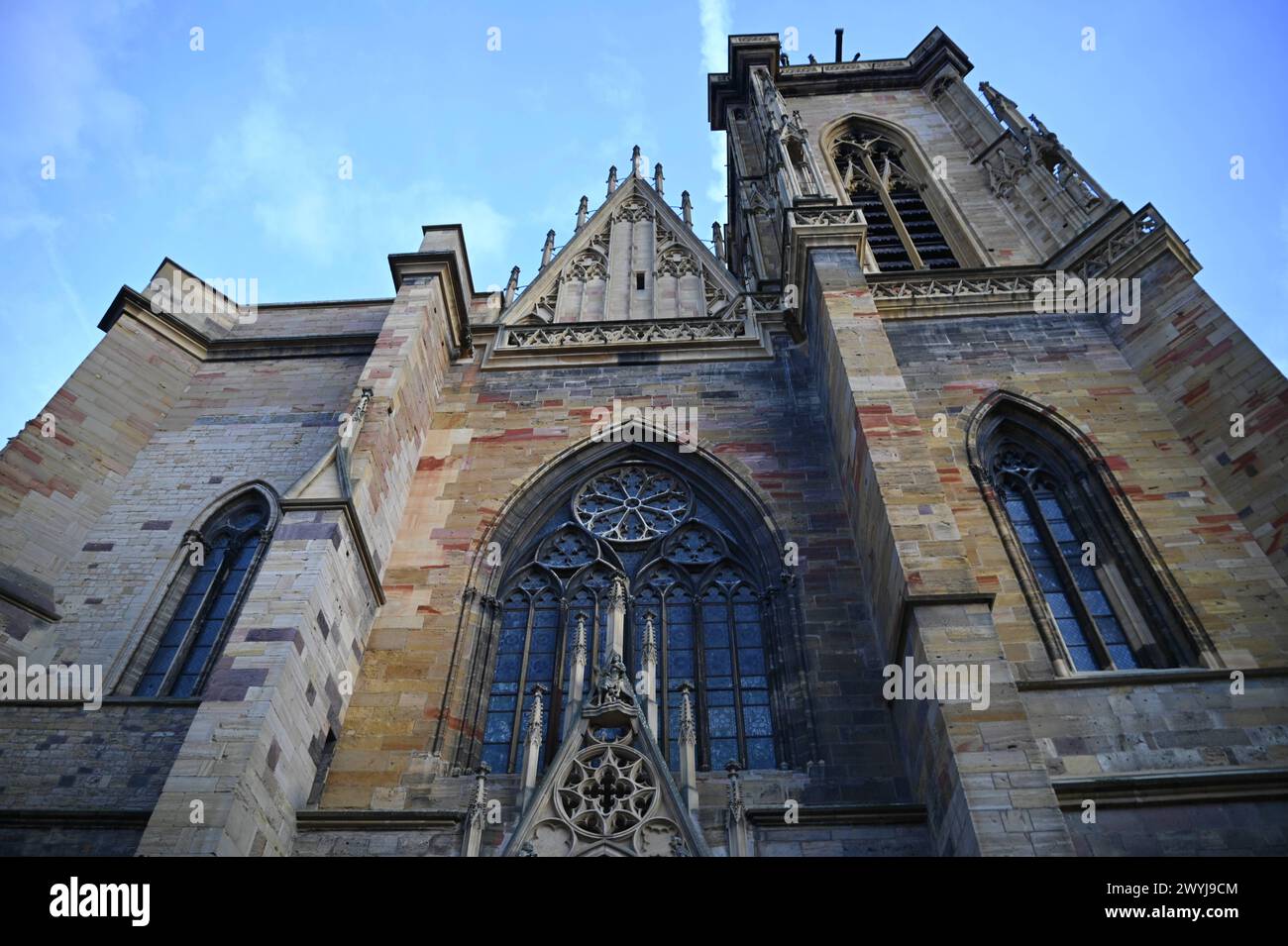 Landscape with scenic view of the Gothic style Église Saint-Martin a ...
