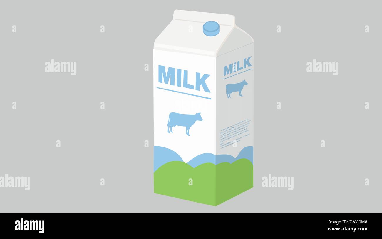 Vector Isolated Illustration of a Milk Box or Carton. Cow Milk ...