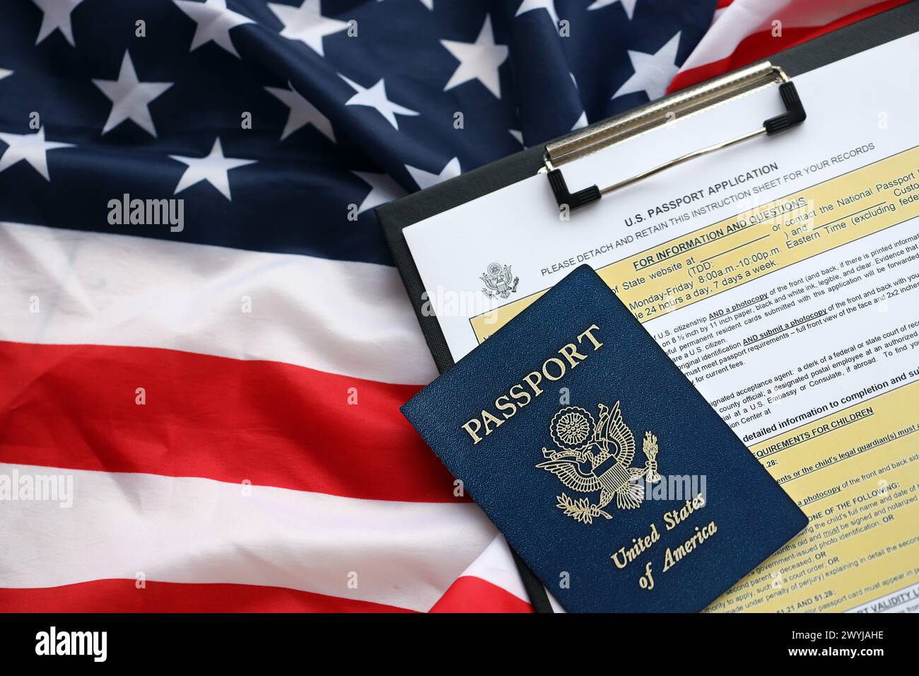 Department of State form DS11 Application for a U.S. Passport lies on ...