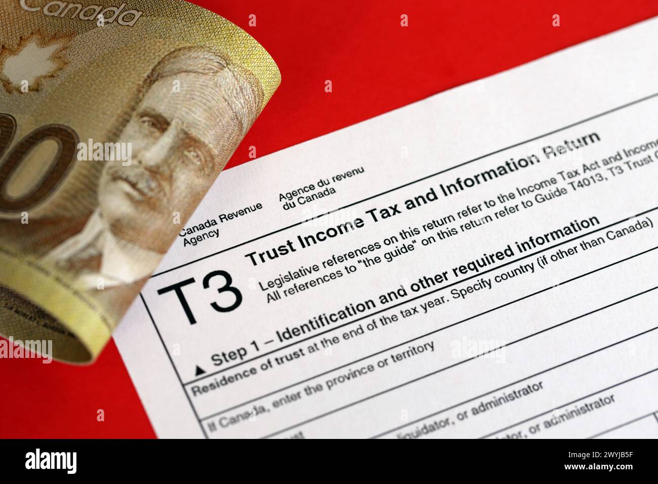 Canadian T3 tax form Trust income tax and information return lies on ...