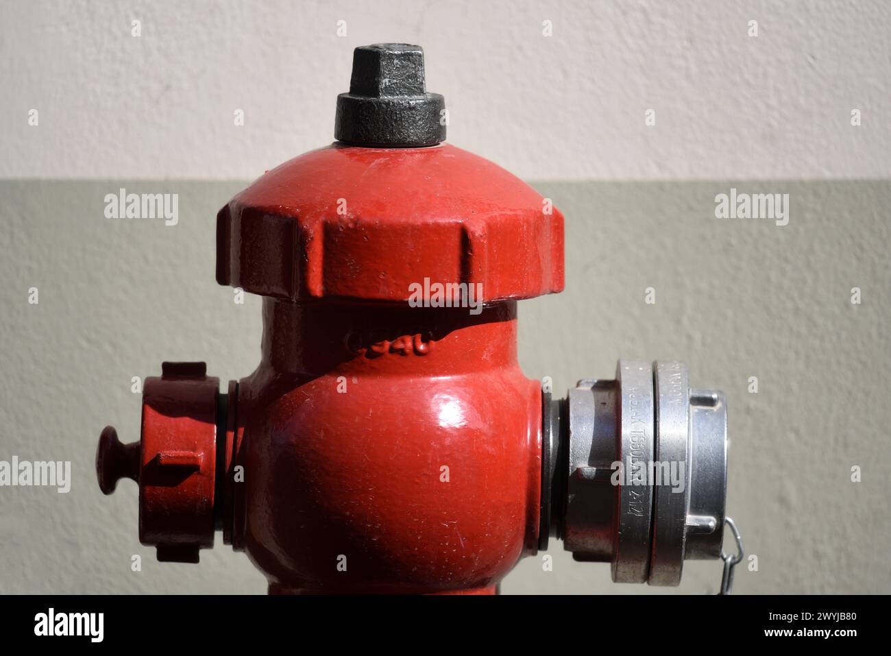 Red fire hydrant top view in Kalamata, Peloponnese Greece Stock Photo ...