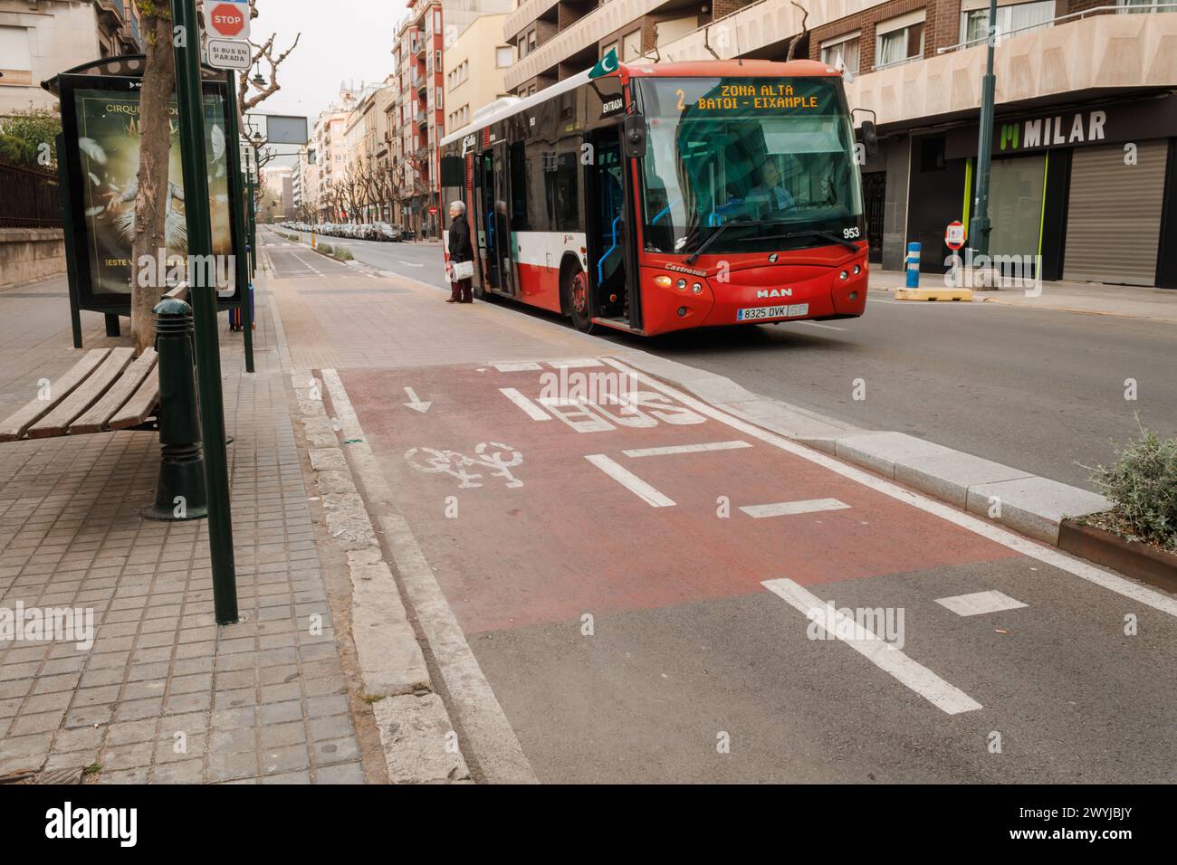 Bus bike lane hi-res stock photography and images - Alamy