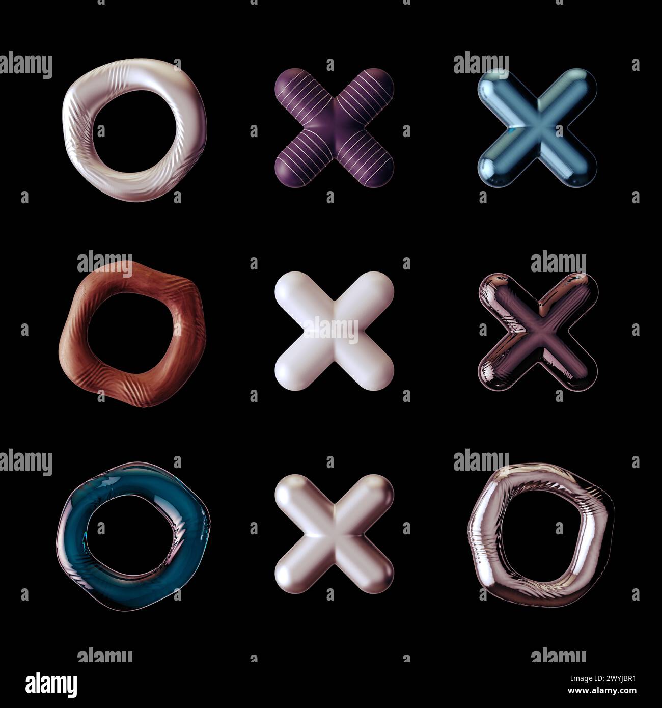 Abstract objects with different textures. Set with clipping path. Cloth ...