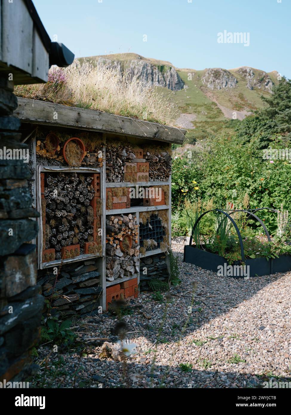 A large insect hotel structure in the community garden of Easdale ...