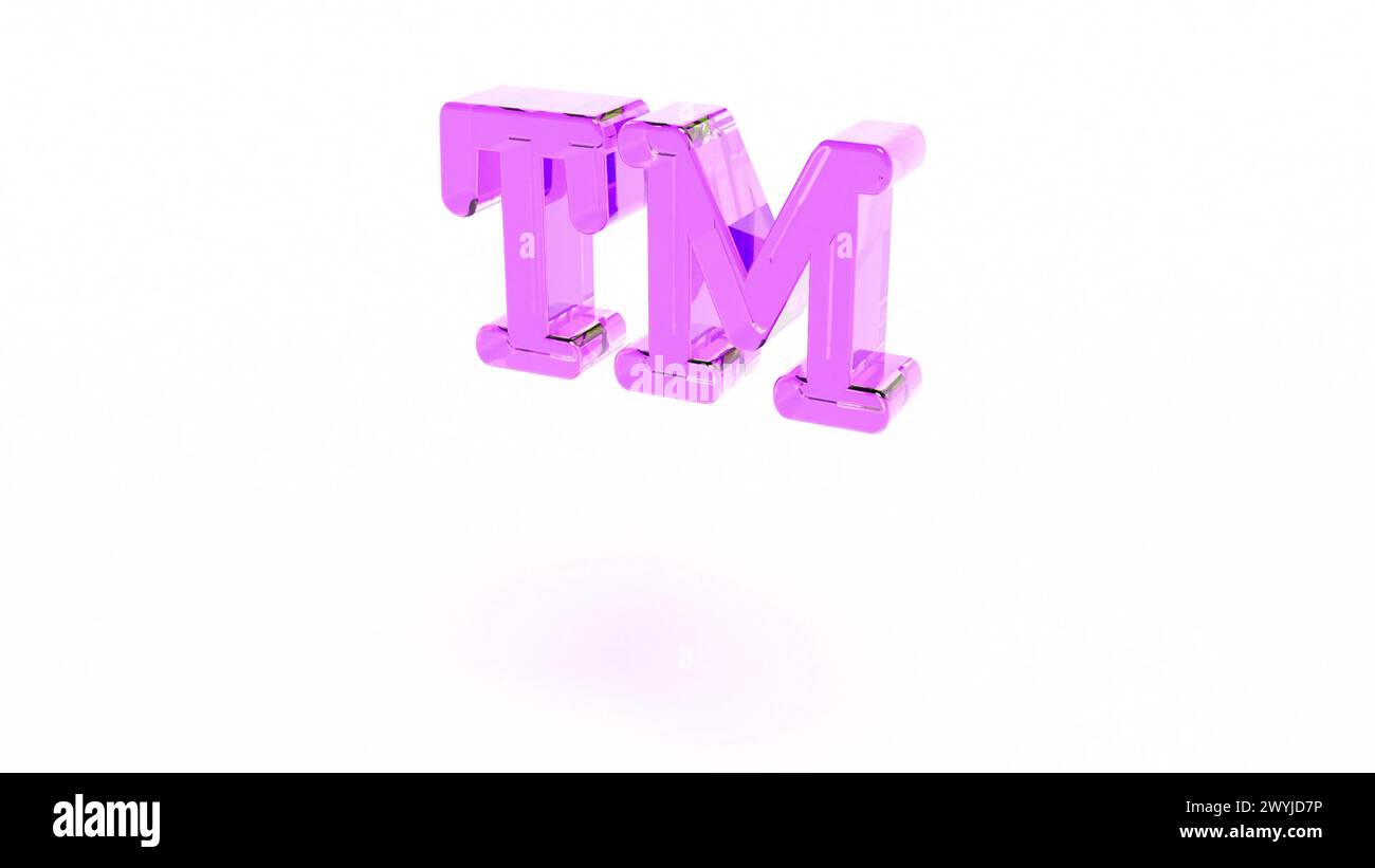 Sign Trademark text on a white background changes its color 3d render ...
