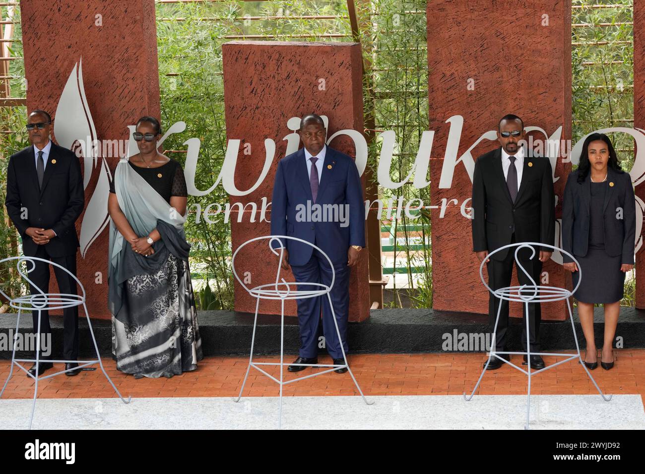 Rwandan President Paul Kagame, left and his wife, first lady Jeannette ...