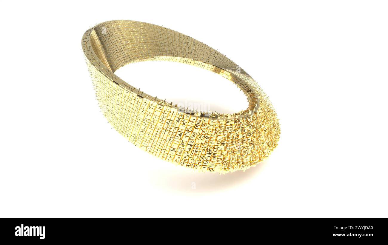 Gold Mobius stripe loop endless rotate on white back 3d render Stock ...