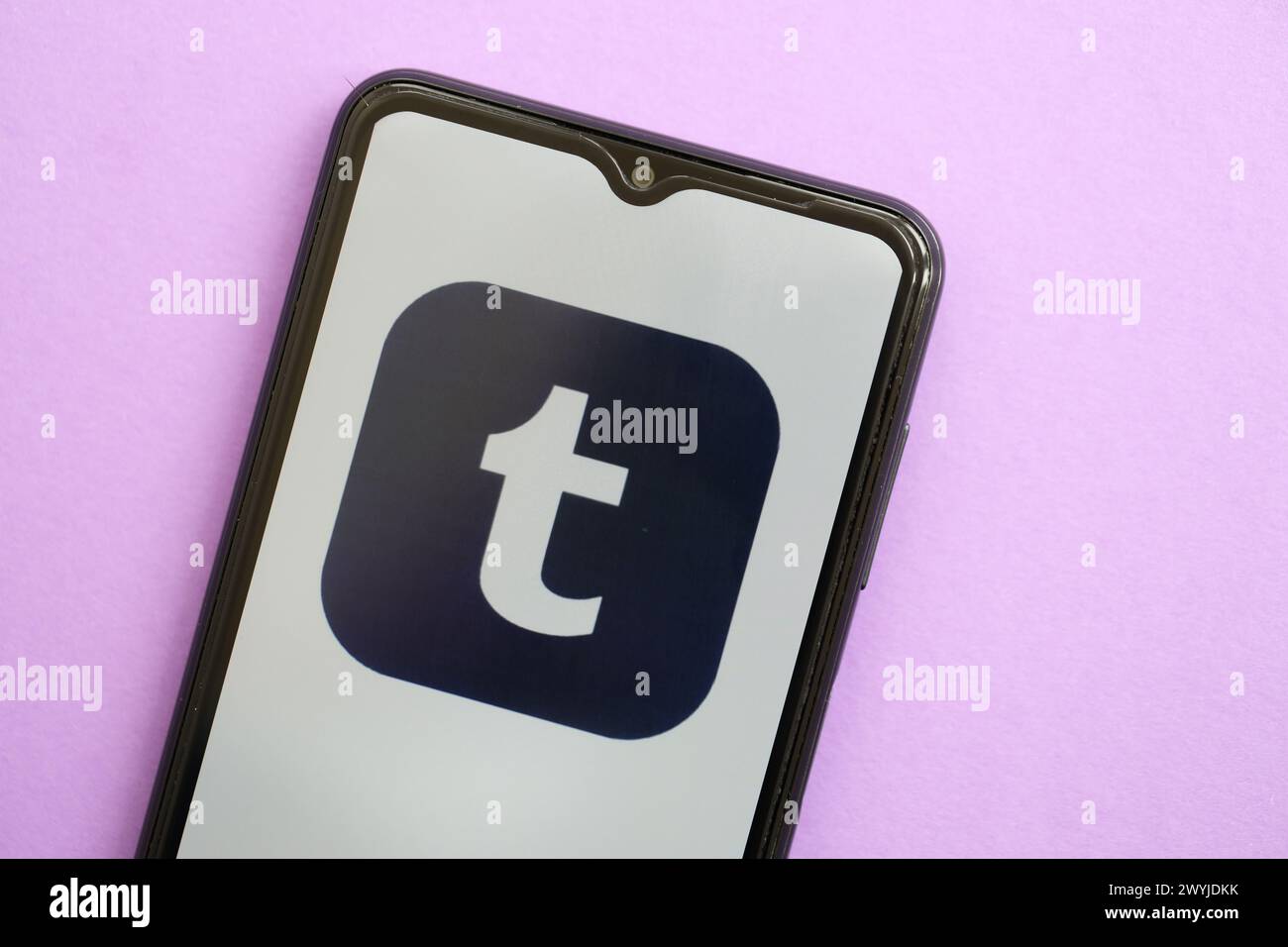 KYIV, UKRAINE - APRIL 1, 2024 Tumblr icon on smartphone screen on ...