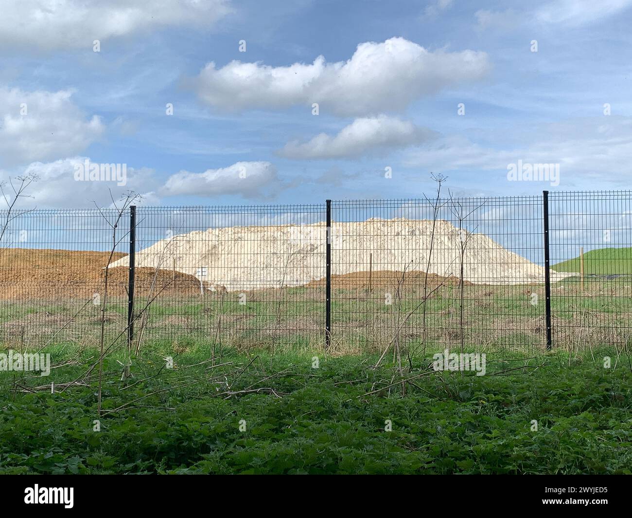 West Hyde, UK. 6th April, 2024. Spoil from the HS2 tunnels. The HS2 ...
