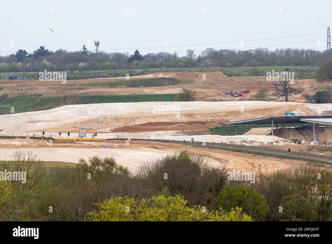 West Hyde, UK. 6th April, 2024. Spoil from the HS2 tunnels. The HS2 ...
