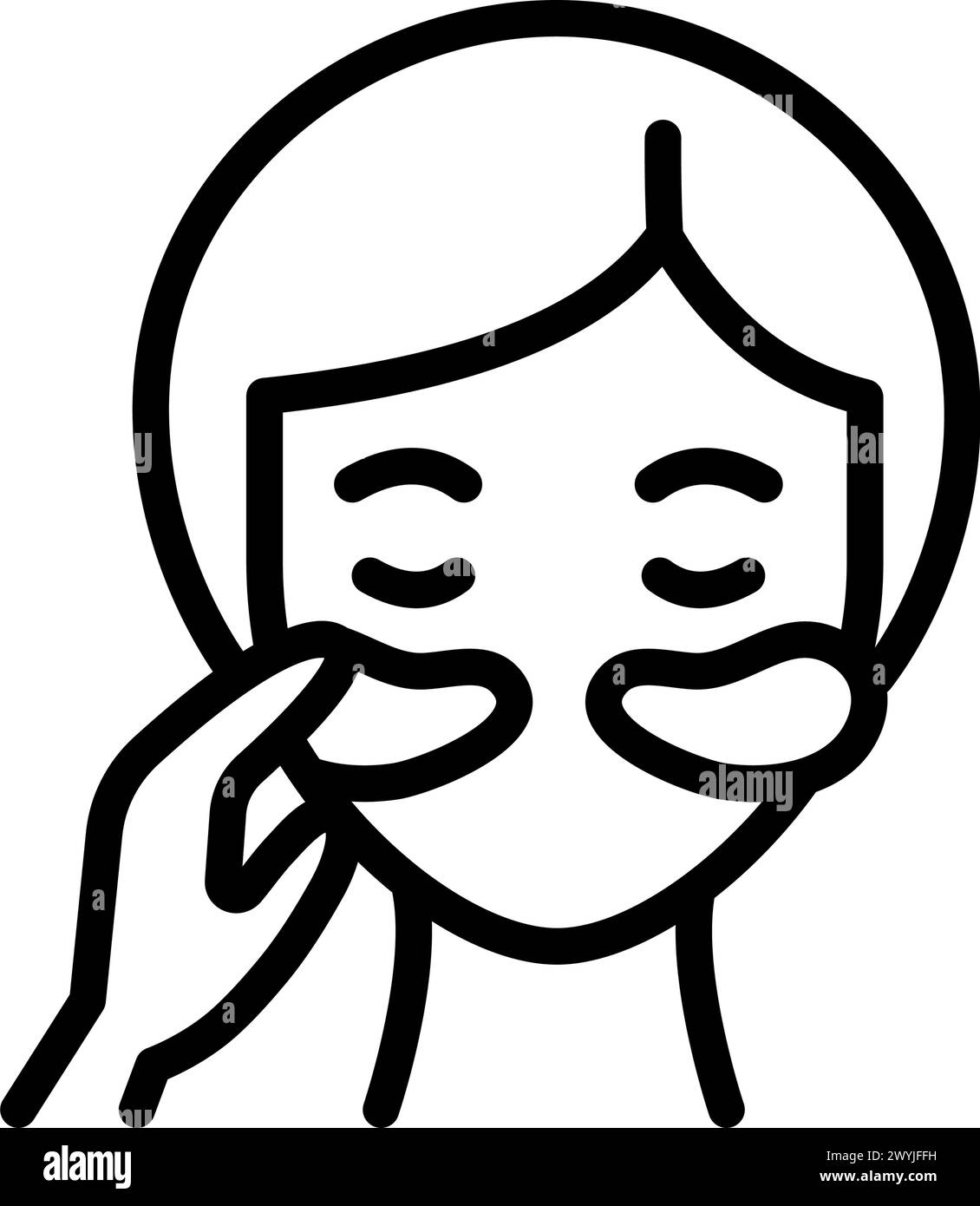 Girl face with patches line icon. Beauty procedure concept, applying ...