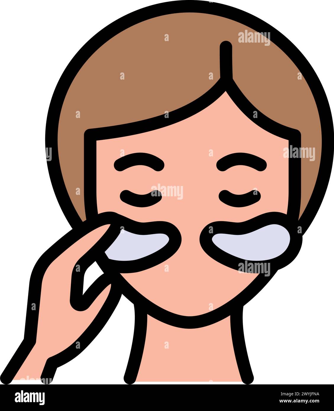 Girl face with patches color icon. Beauty procedure concept, applying ...