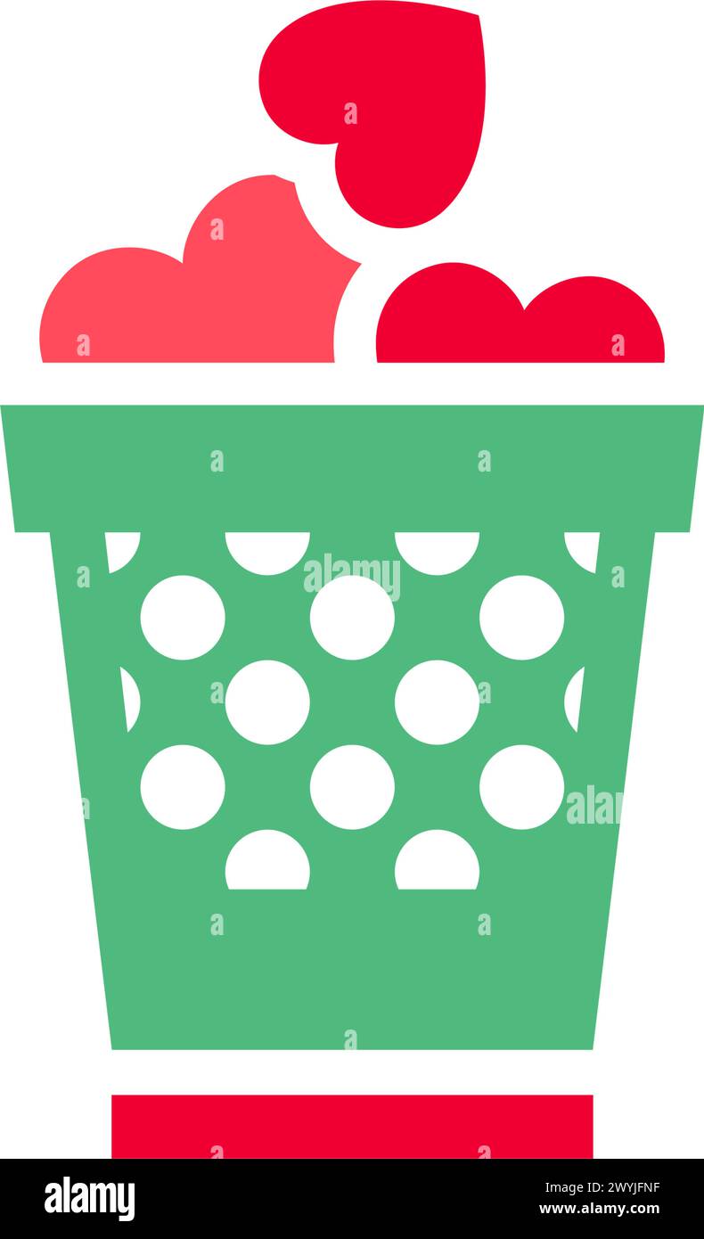 Trash bin with heart icon or waste basket symbol, holiday sign designed ...