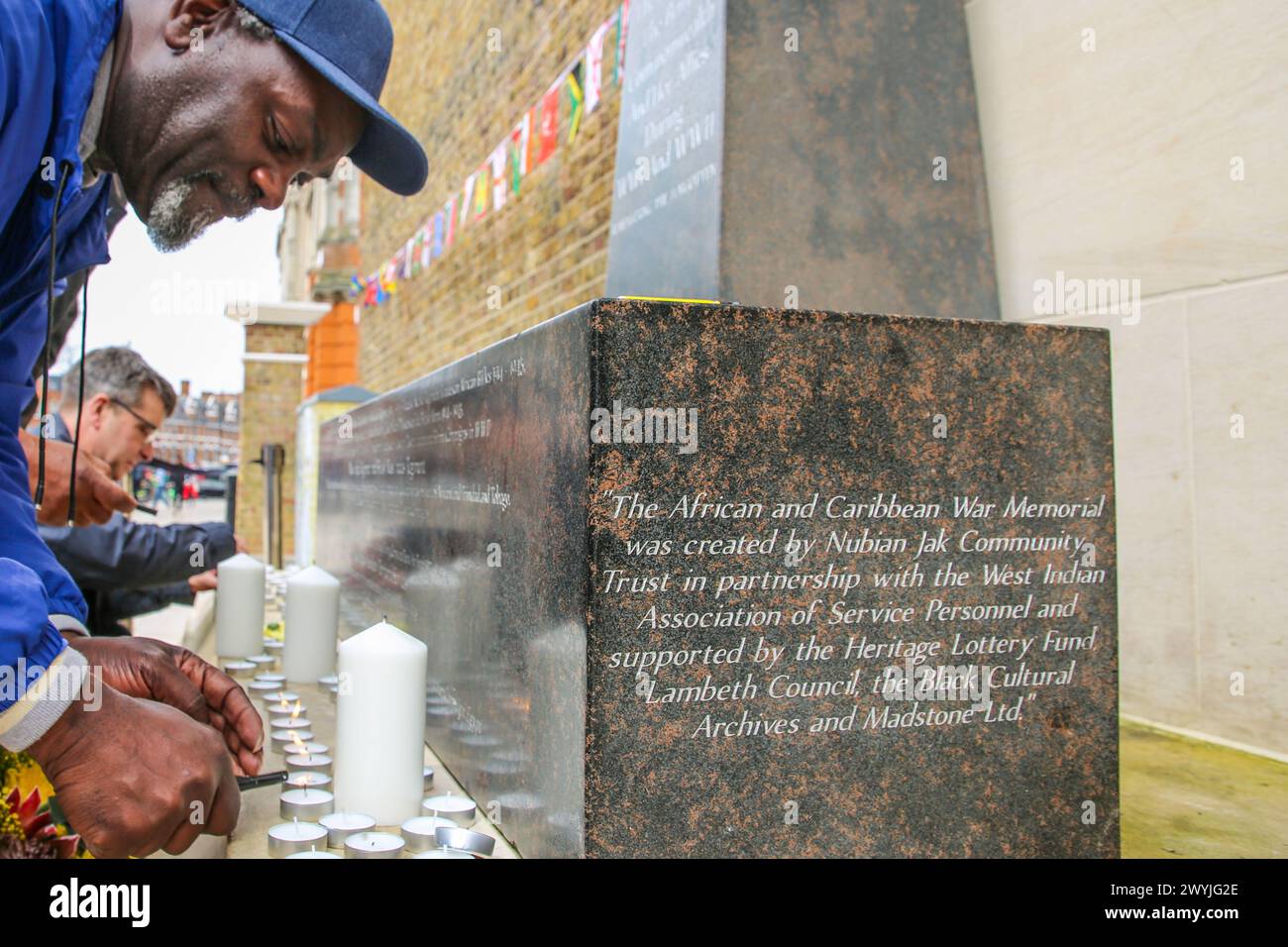 London, UK. 06th Apr, 2024. A man lights candles at the African and ...