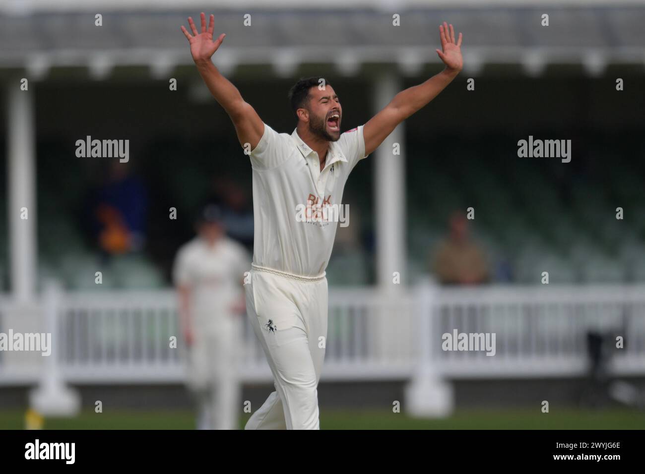 Canterbury, England. 7th Apr 2024. Wes Agar of Kent appeals during day ...
