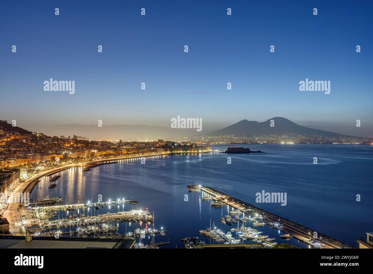The Gulf of Naples with Mount Vesuvius before sunrise Stock Photo - Alamy