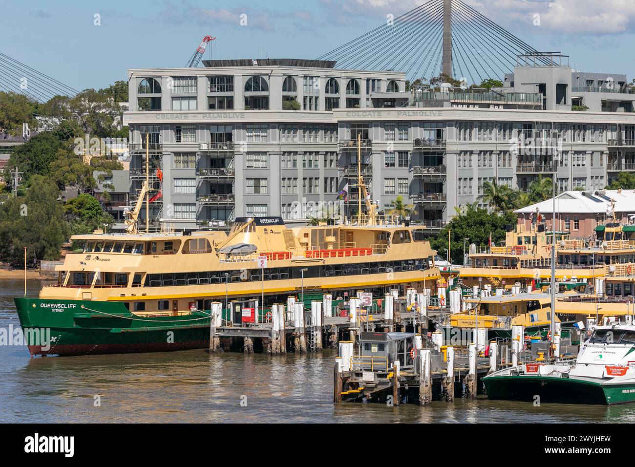 Sydney ferry, the MV Queenscliff, freshwater class ferry, moored at ...