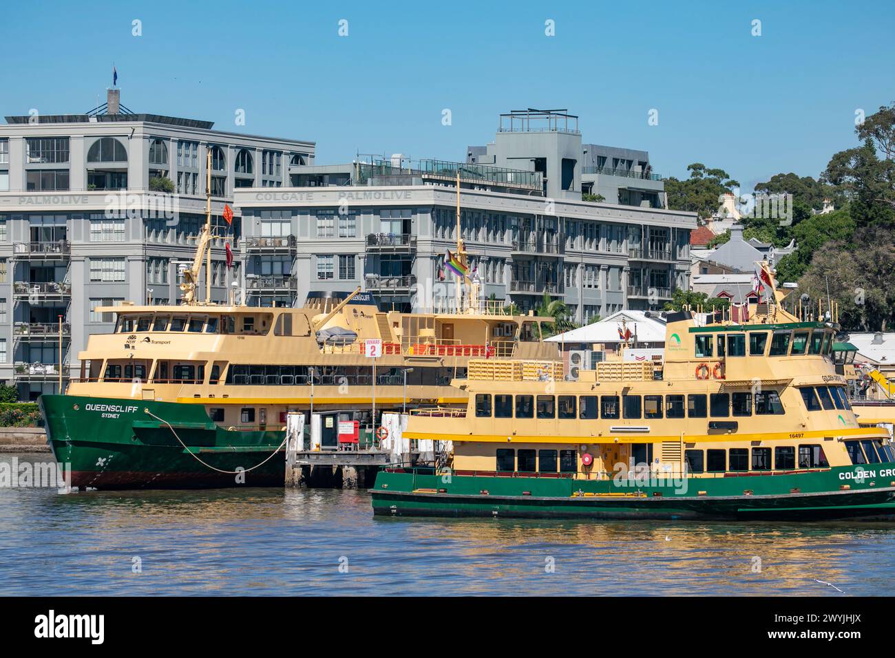 Balmain shipyard and Queenscliff, Golden Grove ferries being maintained ...