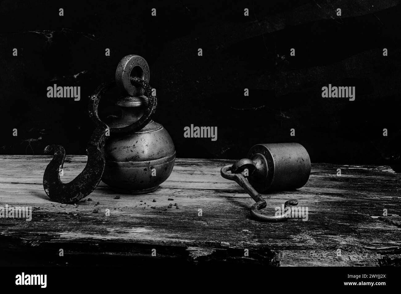 Weights for the antique Italian scale Stock Photo - Alamy