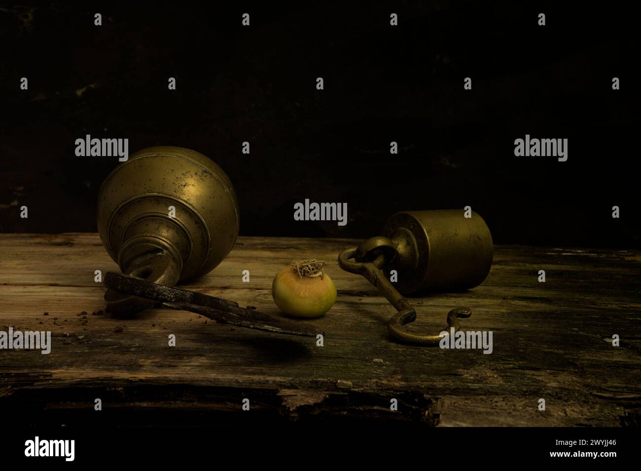 Weights for the antique Italian scale Stock Photo - Alamy