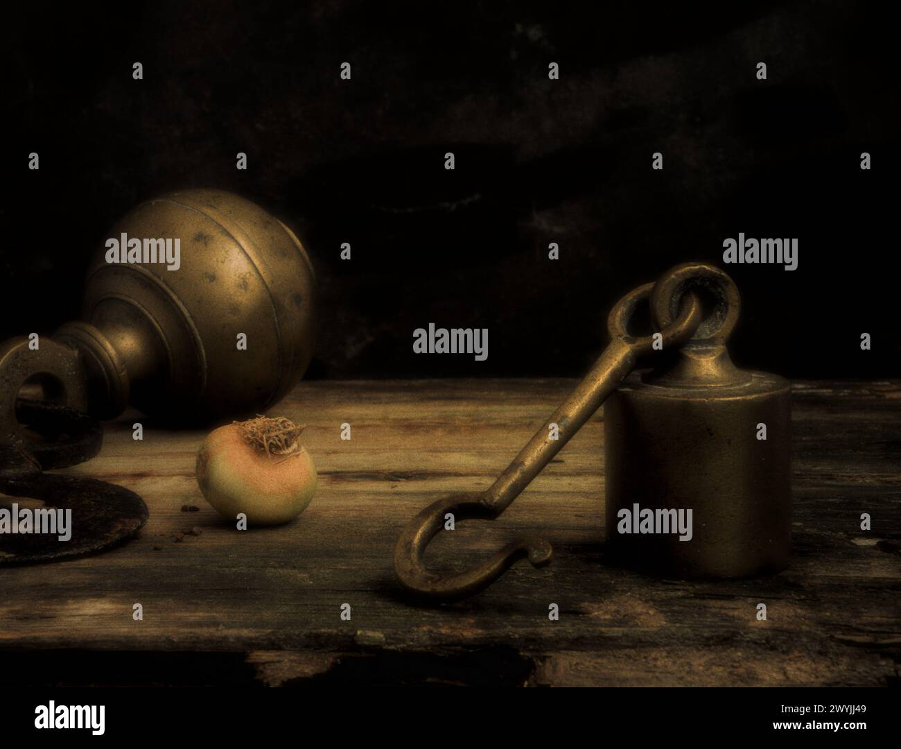 Weights for the antique Italian scale Stock Photo - Alamy