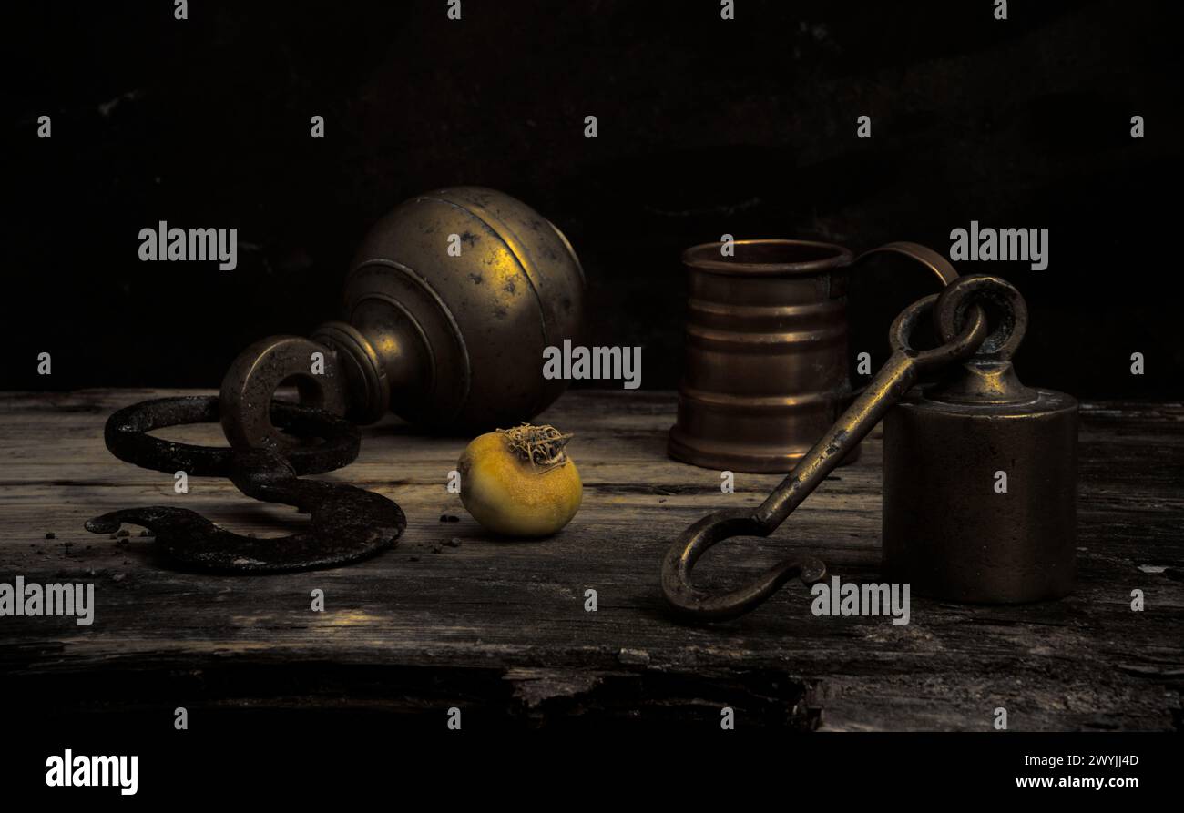 Weights for the antique Italian scale Stock Photo - Alamy