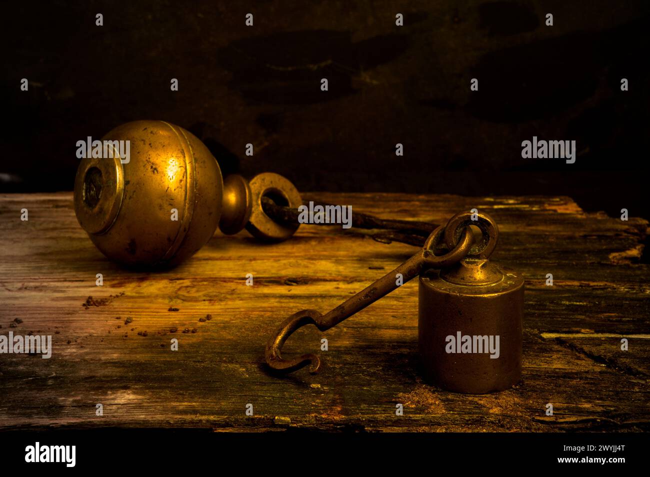 Weights for the antique Italian scale Stock Photo - Alamy