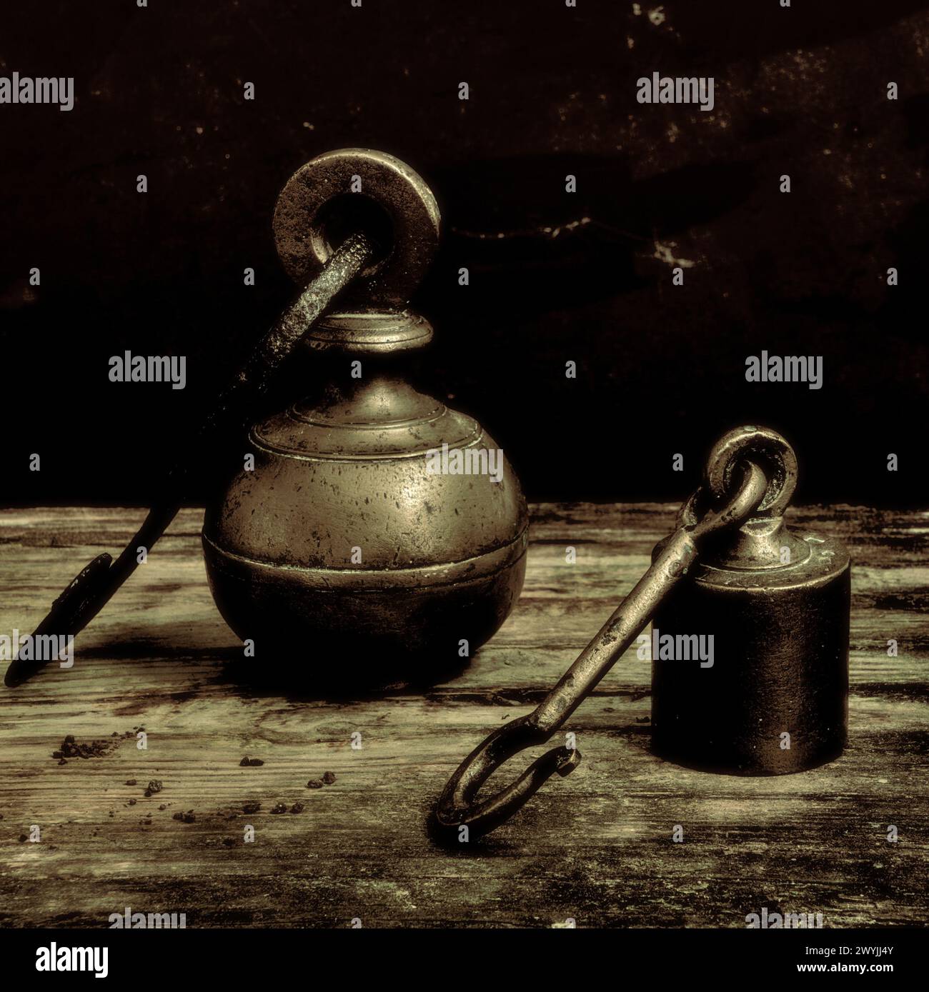 Weights for the antique Italian scale Stock Photo - Alamy