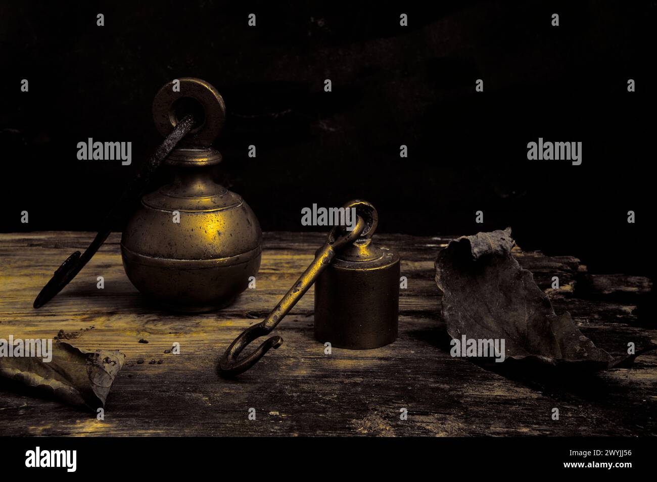 Weights for the antique Italian scale Stock Photo - Alamy